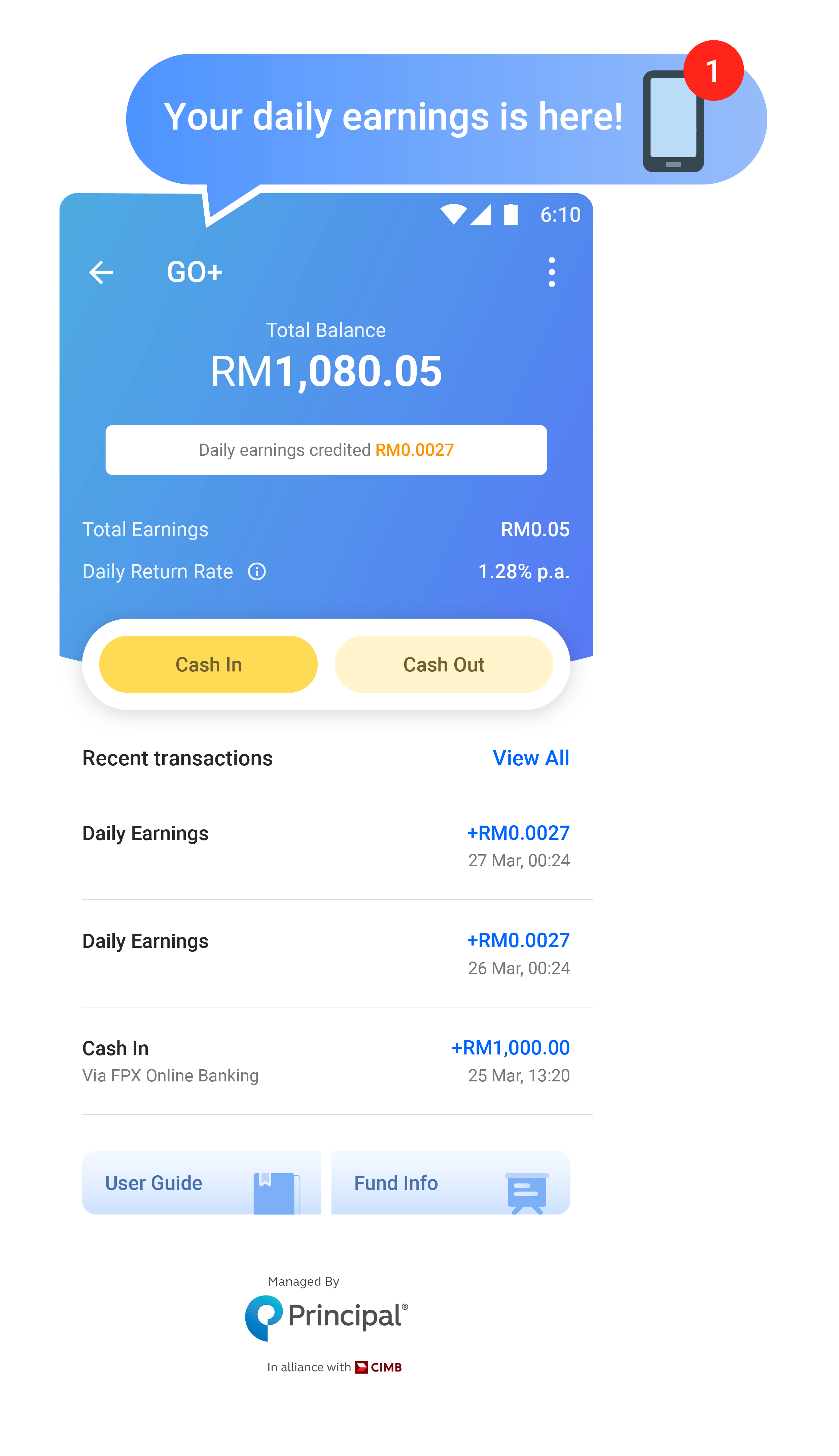 Principal e-Cash Fund | GO+ | Principal Malaysia